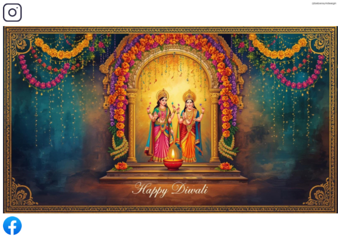 Floral Diwali Postcard Template | PosterMyWall