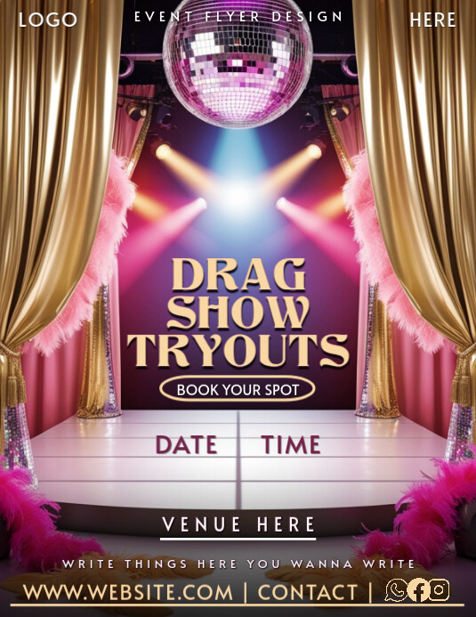 Copy of Floral Drag Show Tryouts Flyer – Colorful Stage Without Text Flyer (us Letter ...