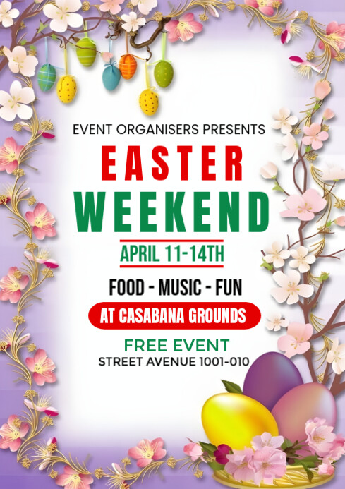 Plantilla de Floral Easter Wekend A3 | PosterMyWall