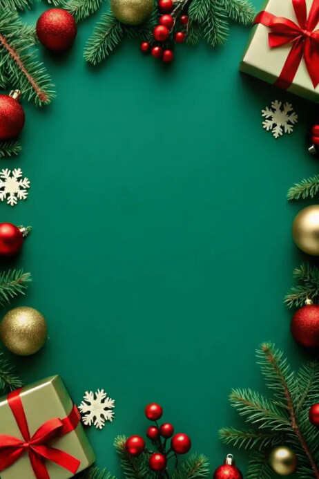Floral Elegant Christmas Frame Poster Template | PosterMyWall