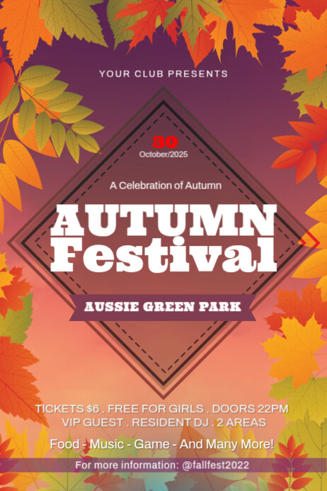 Floral Fall Celebration Fest Festival Poster Template | PosterMyWall