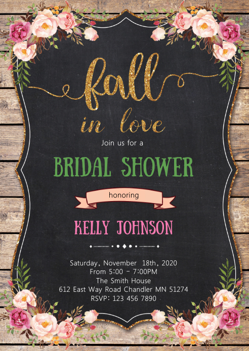Floral fall in love party invitation Template | PosterMyWall