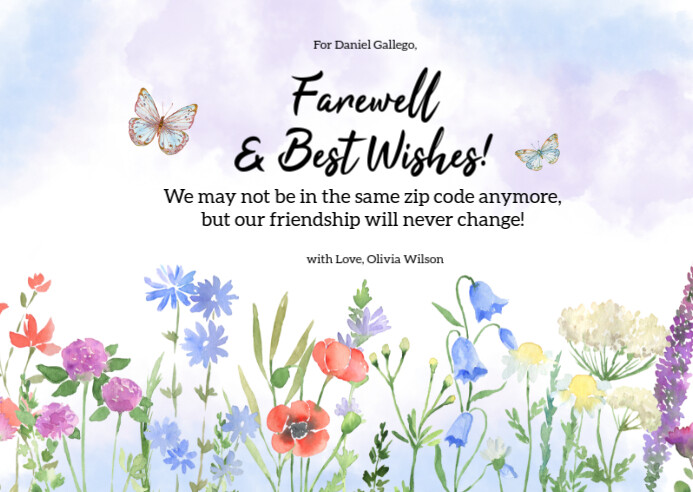 Floral Farewell Card Postcard Template | PosterMyWall