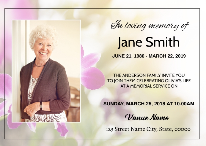 Plantilla de Floral Funeral Announcement Card | PosterMyWall