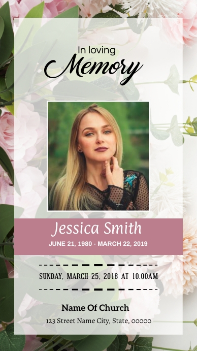 Copy of Floral Funeral Announcement Card | PosterMyWall