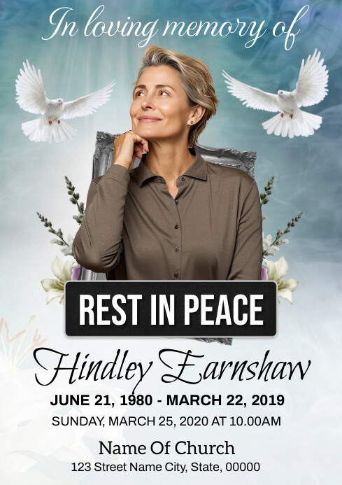 Floral Funeral Announcement Flyer Template | PosterMyWall