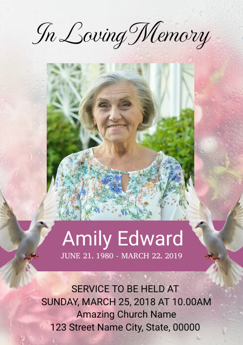 Floral Funeral Announcement FlyerTemplate | PosterMyWall