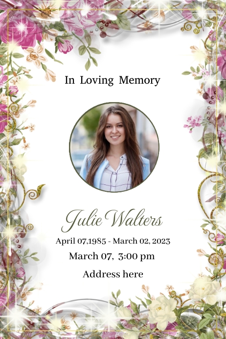 Floral Funeral Invitation Card (1) Template | PosterMyWall
