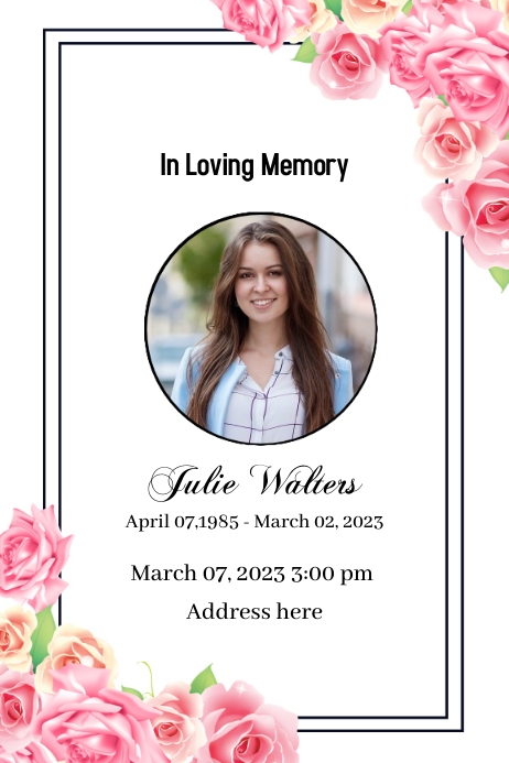 Floral Funeral Invitation Card Template | PosterMyWall