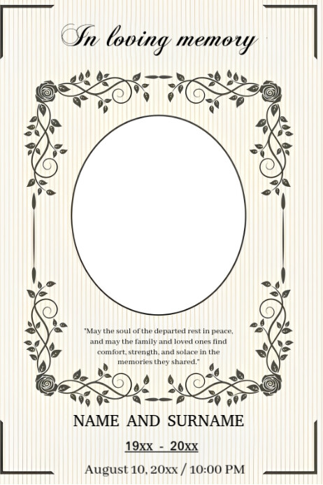 Floral Funeral Invitation Poster Template | PosterMyWall