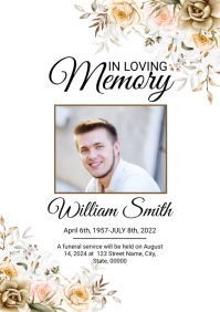 Floral funeral program template | PosterMyWall