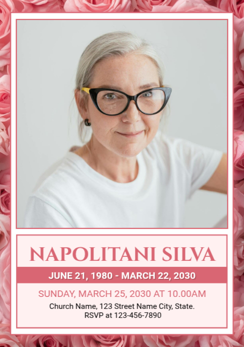 Floral Funeral Program Template | PosterMyWall