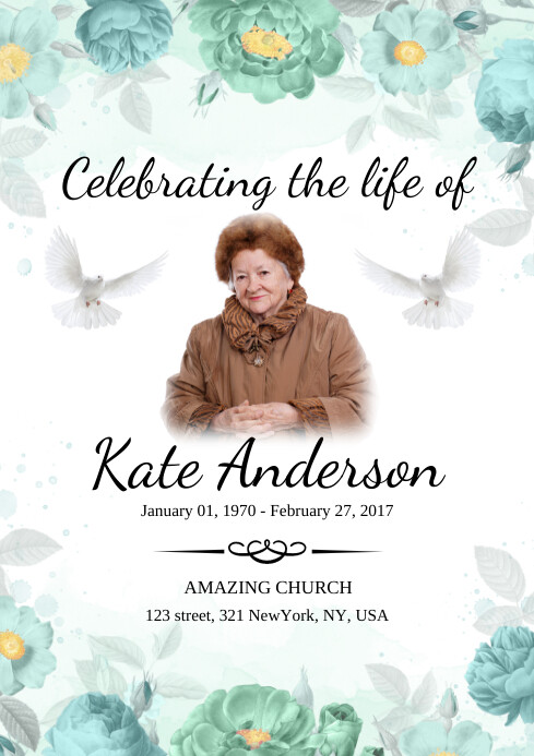 Floral Funeral Program Template | PosterMyWall