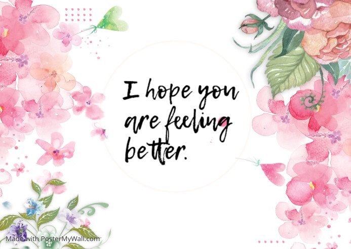 floral get well soon card Template | PosterMyWall