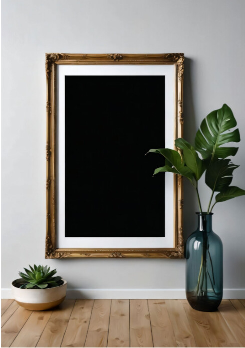 Floral gold frame template | PosterMyWall