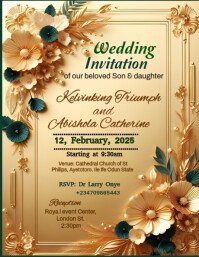 White Floral Wedding Invitation Card Flyer (us Letter) Template ...