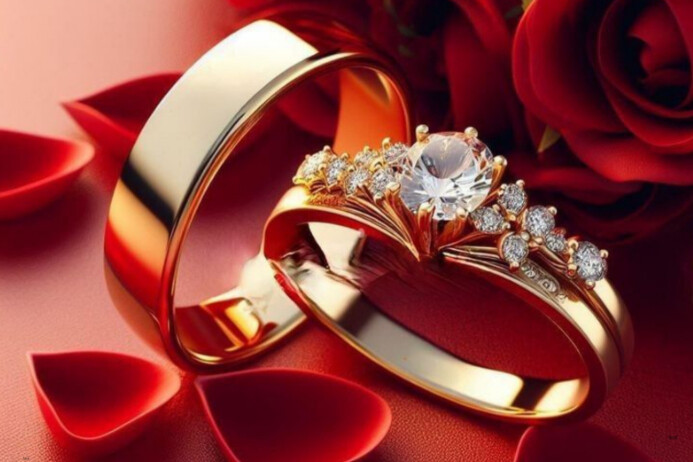 Floral Golden Wedding Ring Template | PosterMyWall