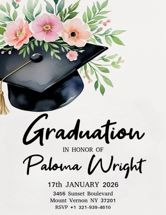 Floral Graduation Celebration Invitation Flyer Template | PosterMyWall