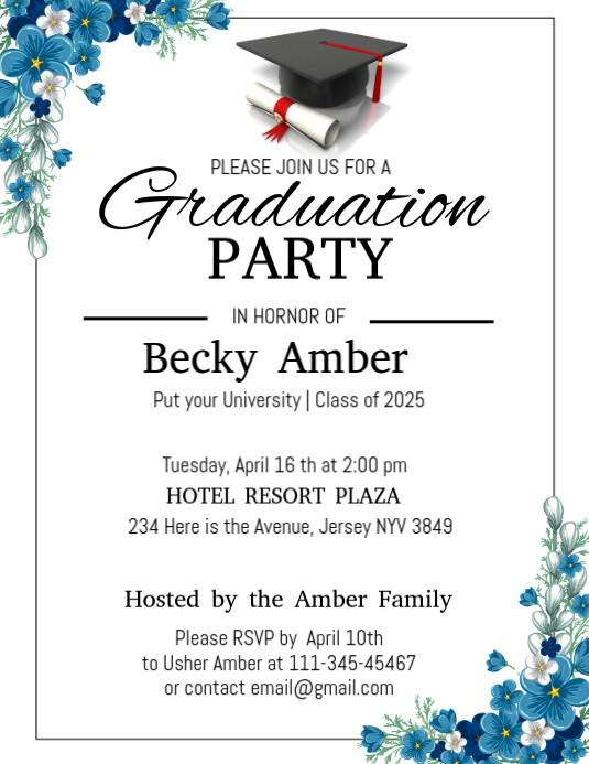 Floral graduation party invitation Template | PosterMyWall