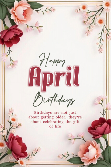 Floral Happy April Birthdays Banner 4' × 6' Template | PosterMyWall
