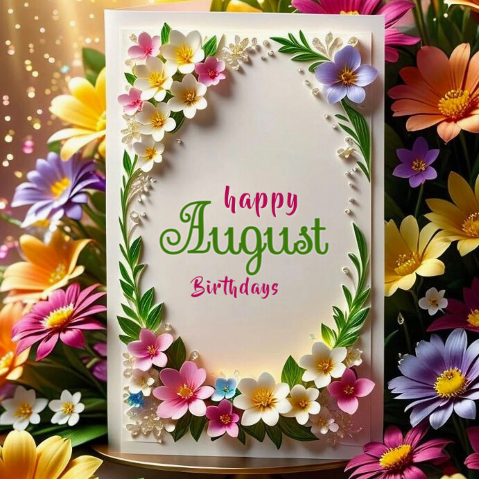 Floral Happy August Birthdays Instagram Post Template | PosterMyWall