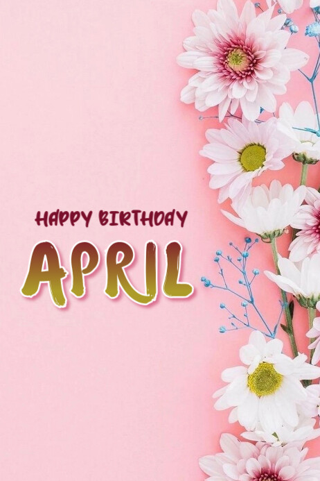 Floral Happy Birthday April Banner 4' × 6' Template | PosterMyWall