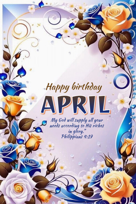 Floral Happy Birthday April Banner 4' × 6' Template | PosterMyWall