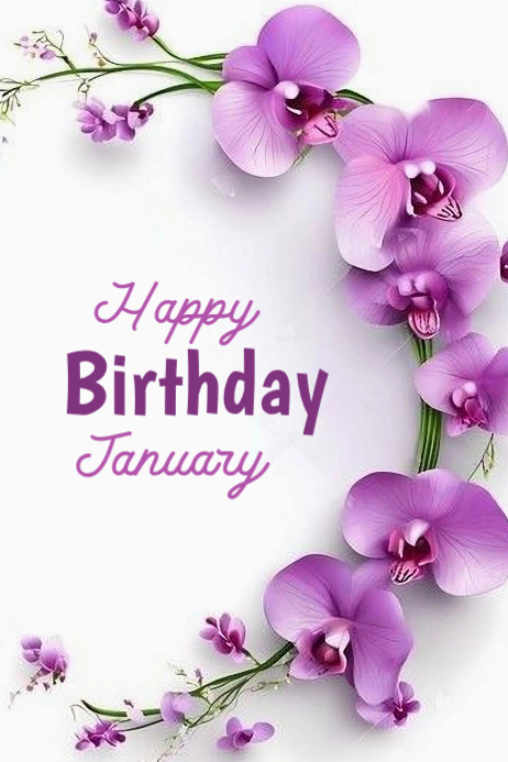 Floral Happy Birthday January Banner 4' × 6' Template | PosterMyWall