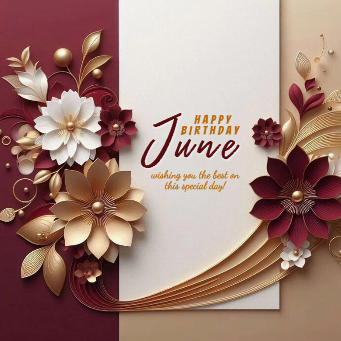 Floral Happy Birthday June Instagram Post Template | PosterMyWall