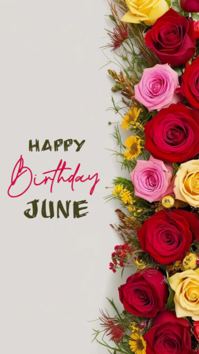 Floral Happy Birthday June Whatsapp Status Template | PosterMyWall