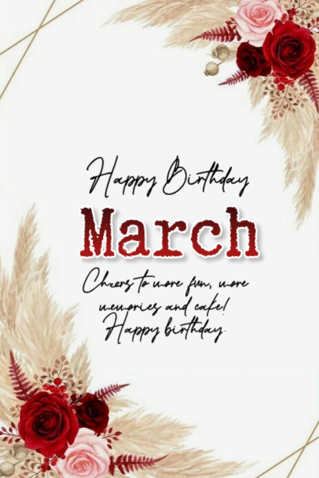 Floral Happy Birthday March Banner 4' × 6' Template | PosterMyWall