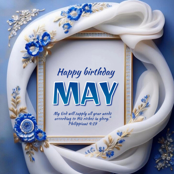 Plantilla de Floral Happy Birthday May Instagram Post | PosterMyWall