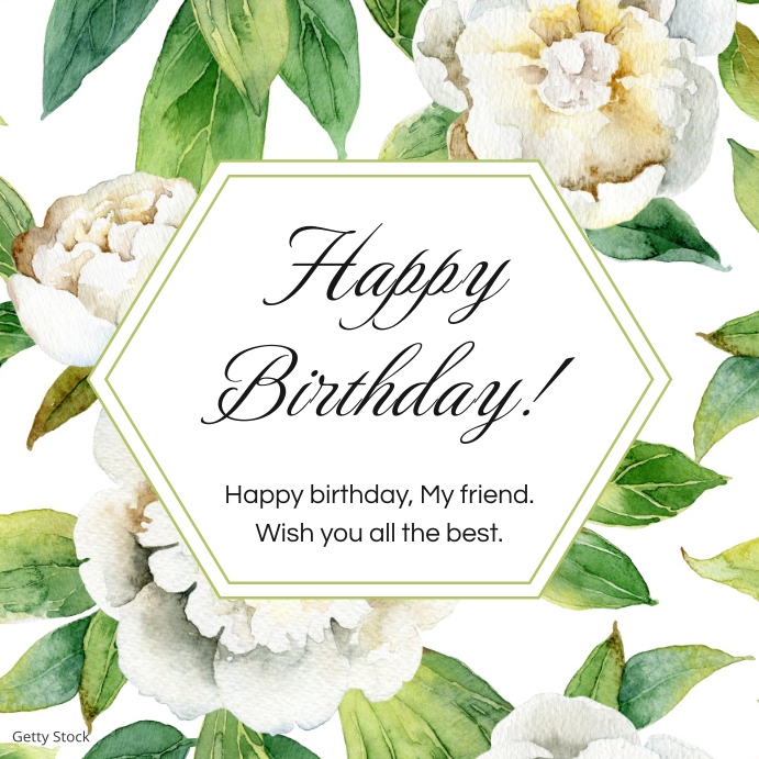 Floral Happy Birthday Wishes Post Template | PosterMyWall