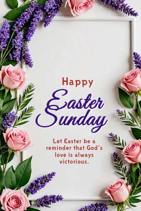 Floral Happy Easter Sunday Banner 4' × 6' Template | PosterMyWall
