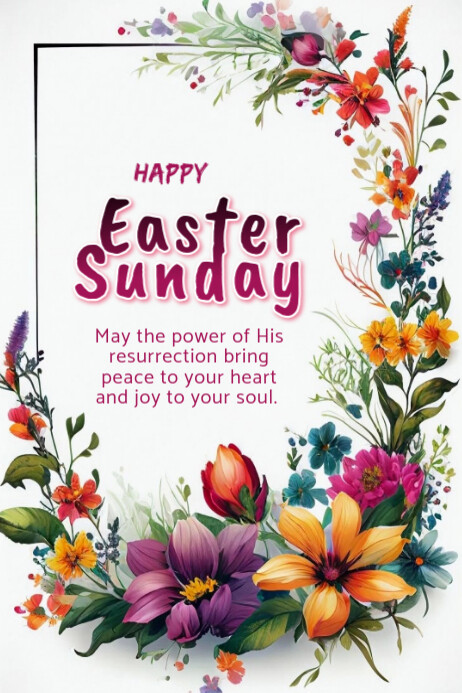 Copy of Floral Happy Easter Sunday Banner 4' × 6' | PosterMyWall