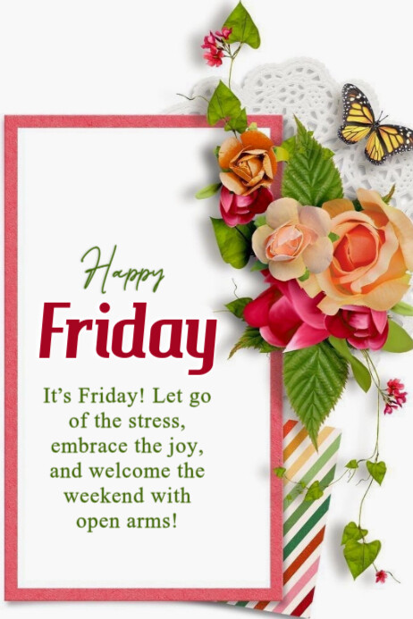 Floral Happy Friday Banner 4' × 6' Template | PosterMyWall