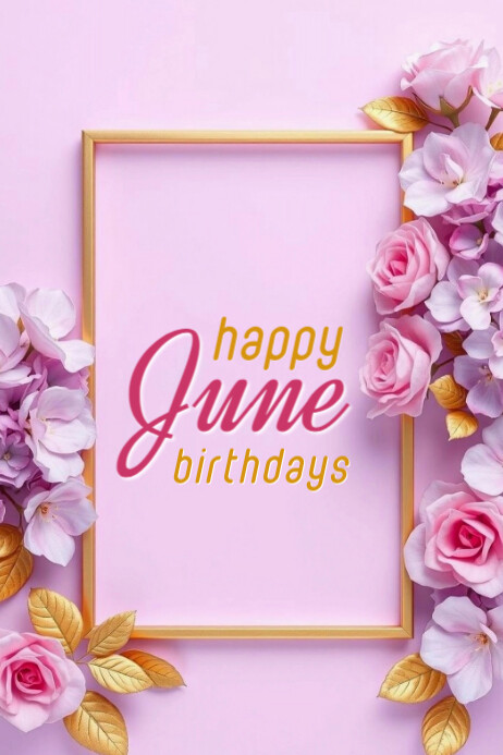 Floral Happy June Birthdays Banner 4' × 6' Template | PosterMyWall