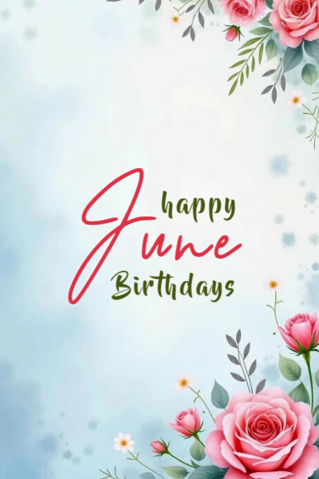 Floral Happy June Birthdays Banner 4' × 6' Template | PosterMyWall