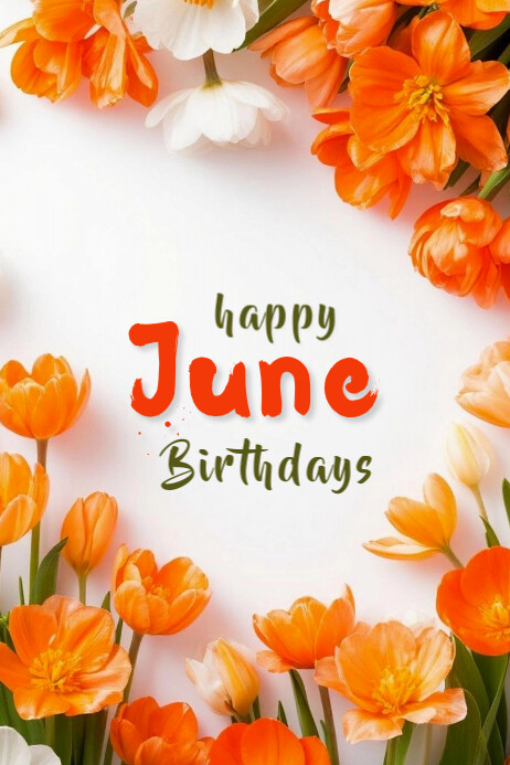Floral Happy June Birthdays Banner 4' × 6' Template | PosterMyWall