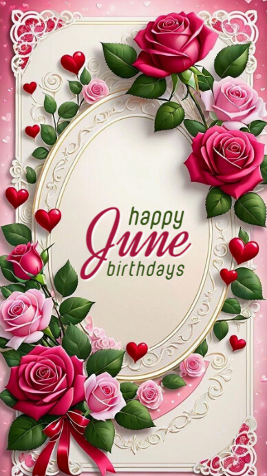 Floral Happy June Birthdays Whatsapp Status Template | PosterMyWall