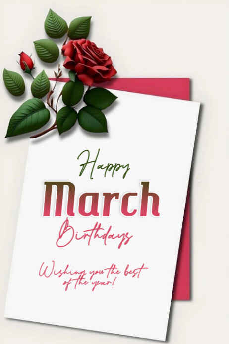 Floral Happy March Birthdays Banner 4' × 6' Template | PosterMyWall