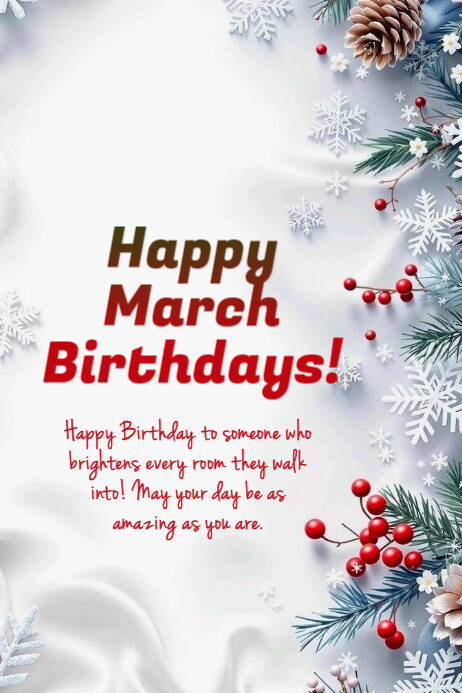 Floral Happy March Birthdays Banner 4' × 6' Template | PosterMyWall