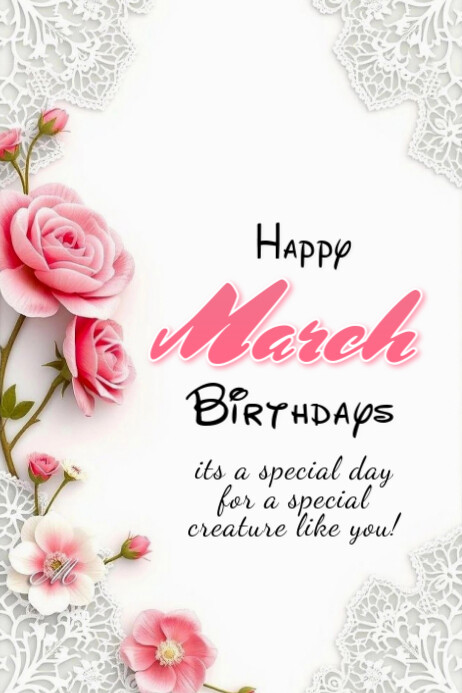 Floral Happy March Birthdays Banner 4' × 6' Template | PosterMyWall