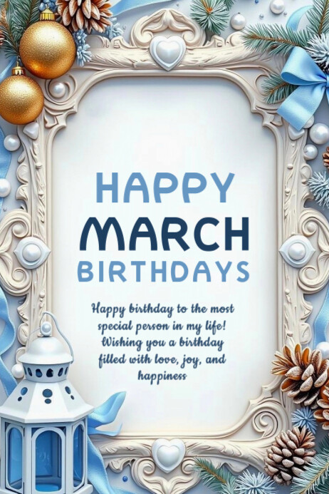 Floral Happy March Birthdays Banner 4' × 6' Template | PosterMyWall