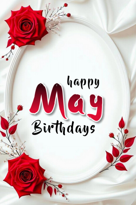 Floral Happy May Birthdays Banner 4' × 6' Template | PosterMyWall