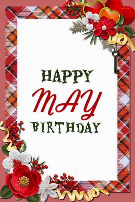 Floral Happy May Birthdays Banner 4' × 6' Template | PosterMyWall