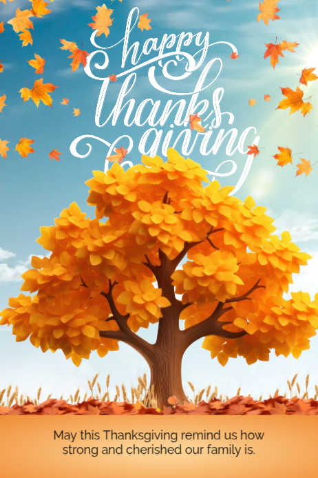 Floral Happy Thanksgiving Poster Template | PosterMyWall