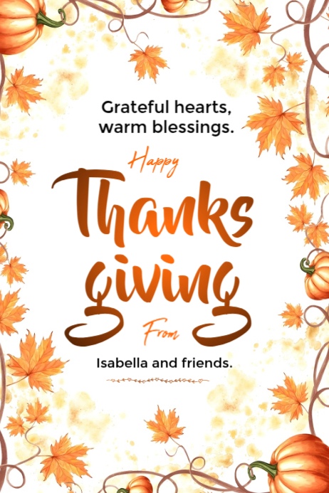 Floral Happy Thanksgiving Poster Template | PosterMyWall