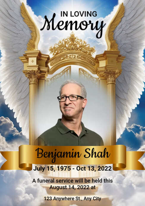 Floral Haven Dove Funeral Program A5 Template | PosterMyWall