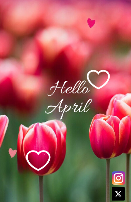 Floral Hello April Instagram Post Tabloid Template | PosterMyWall